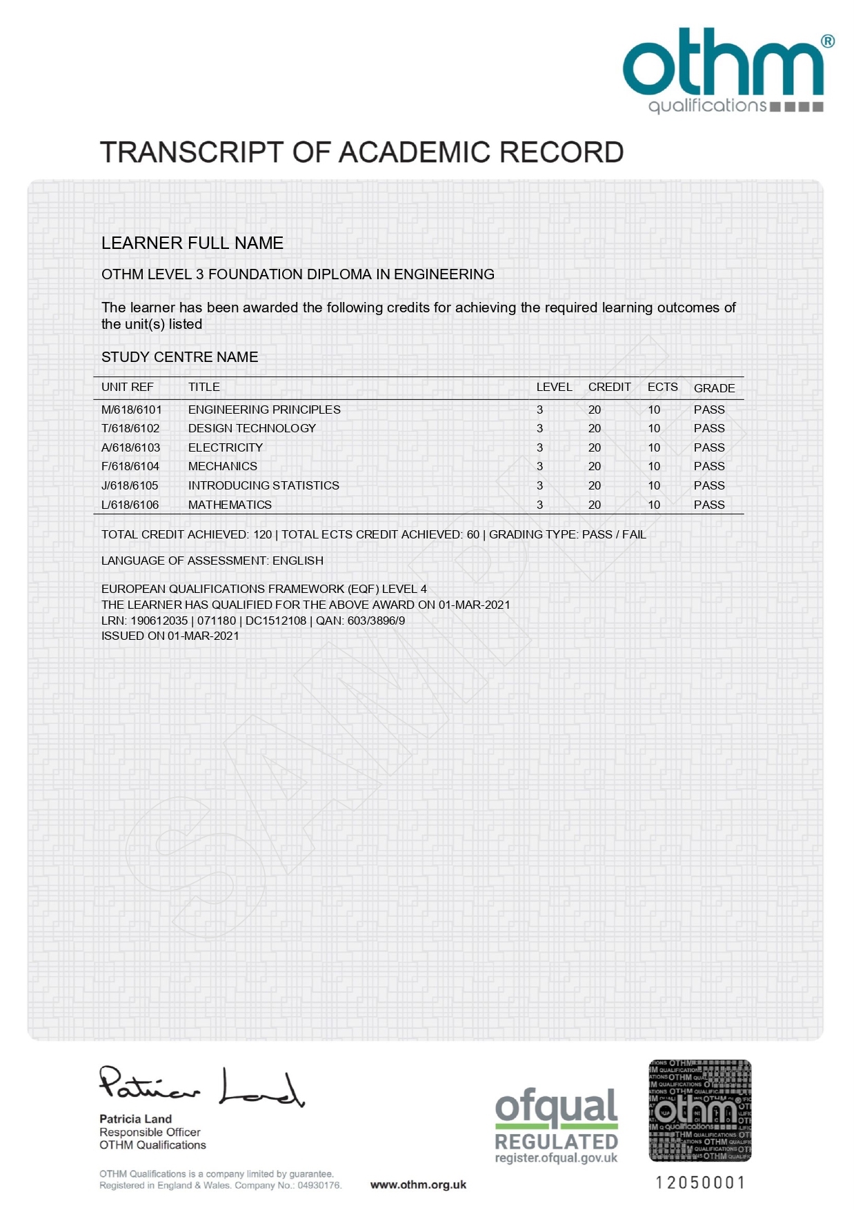 Level 3 Foundation Diploma in Engineering - LCPS